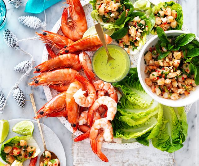 Prawn Platter With Thai Prawn Salad Lettuce Cups - Market Magazine