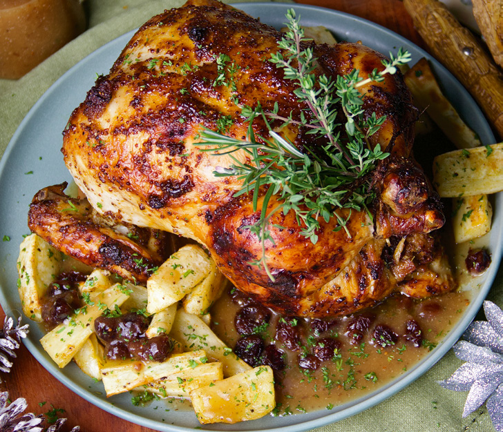 Cranberry & Hazelnut Stuffed Chicken with Roasted Parsnips & Cranberry ...
